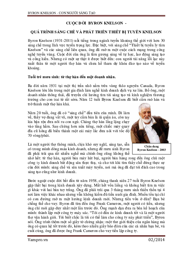 (PDF) BYRON KNELSON -CON NGƯỜI SÁNG TẠO CUỘC ĐỜI BYRON KNELSON - QUÁ ...