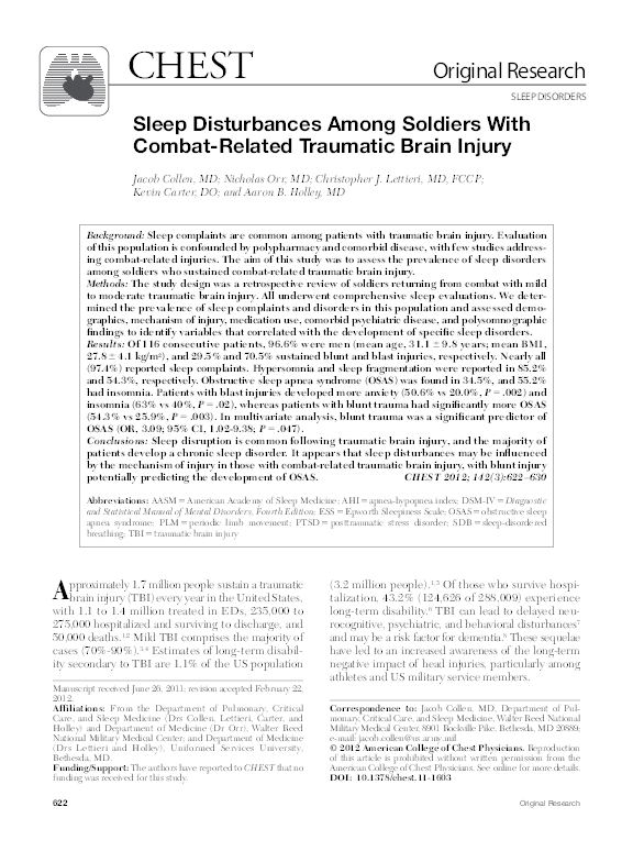 (PDF) CHEST Original Research SLEEP DISORDERS | Jacob Collen - Academia.edu