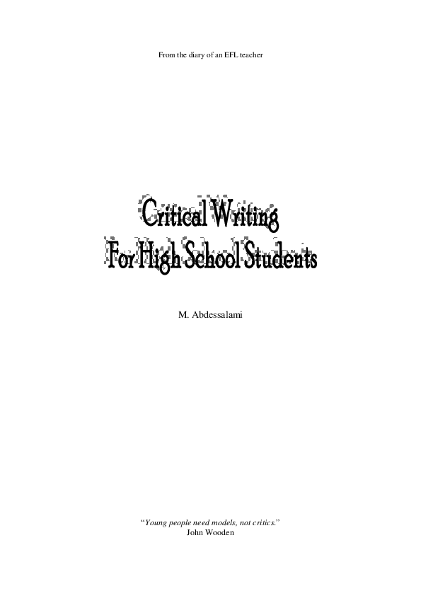 (PDF) Critical Writing for High School Students