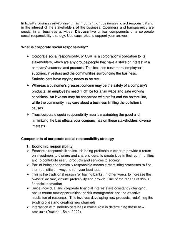 (DOC) Corporate Social Responsibility Strategy