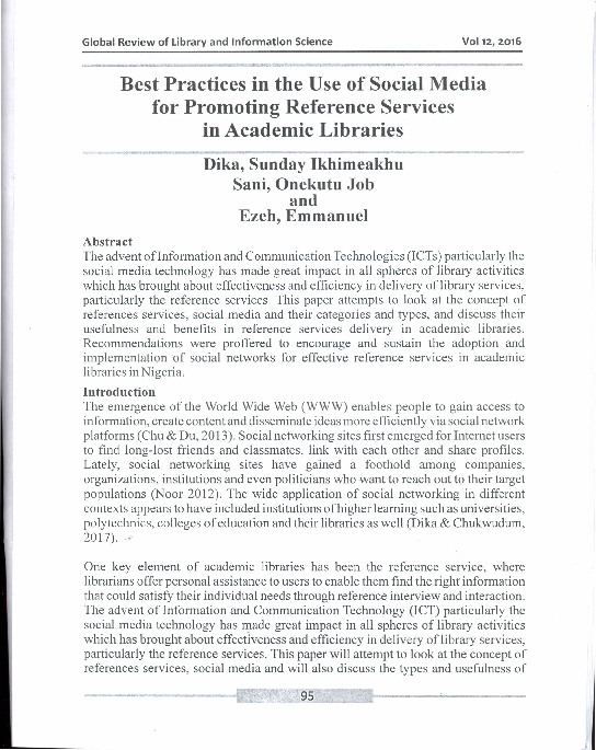(PDF) Best Practices in the Use of Social Media for Promoting Reference ...