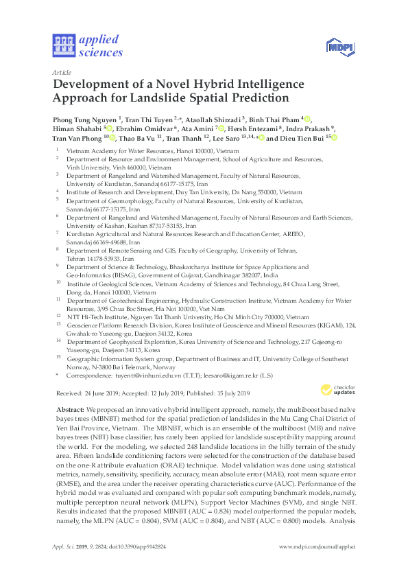(PDF) Development of a Novel Hybrid Intelligence Approach for Landslide Spatial Prediction