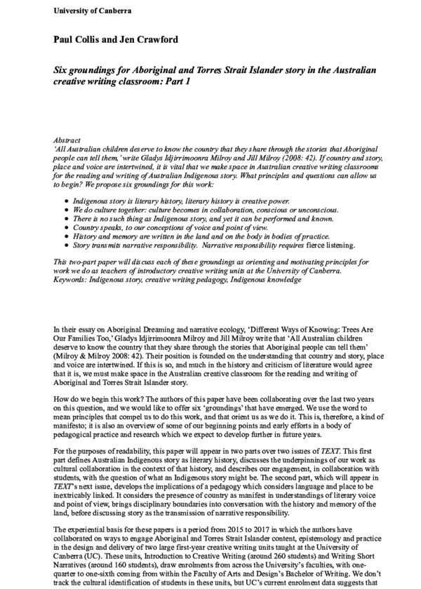 (PDF) Six groundings for Aboriginal and Torres Strait Islander story in ...