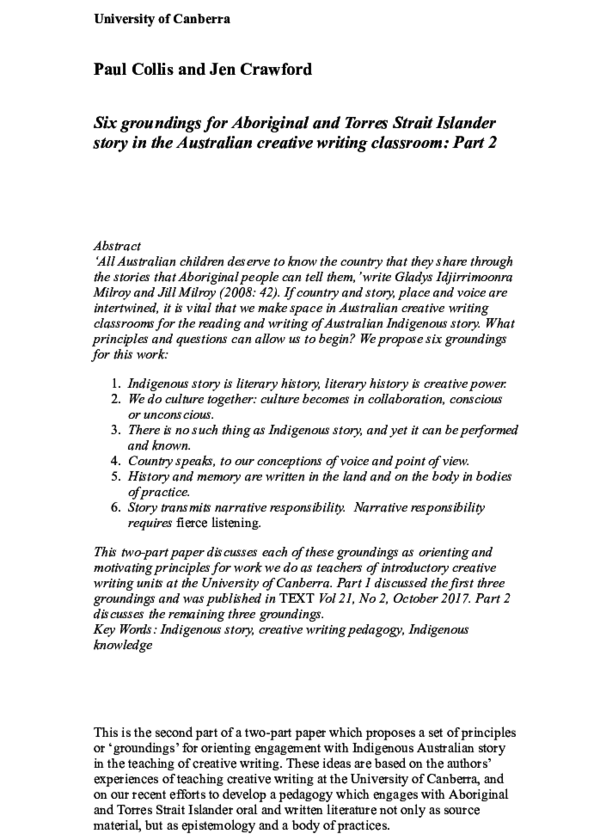 (PDF) Six groundings for Aboriginal and Torres Strait Islander story in ...