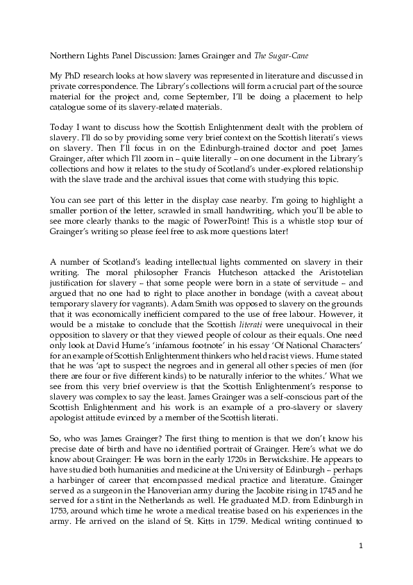 (DOC) James Grainger's The Sugar-Cane