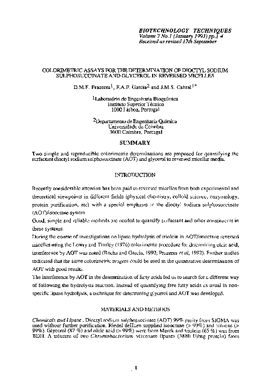 (PDF) Colorimetric assays for the determination of dioctyl sodium ...