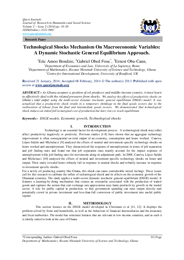 (PDF) Technological Shocks Mechanism On Macroeconomic Variables: A Dynamic Stochastic General ...