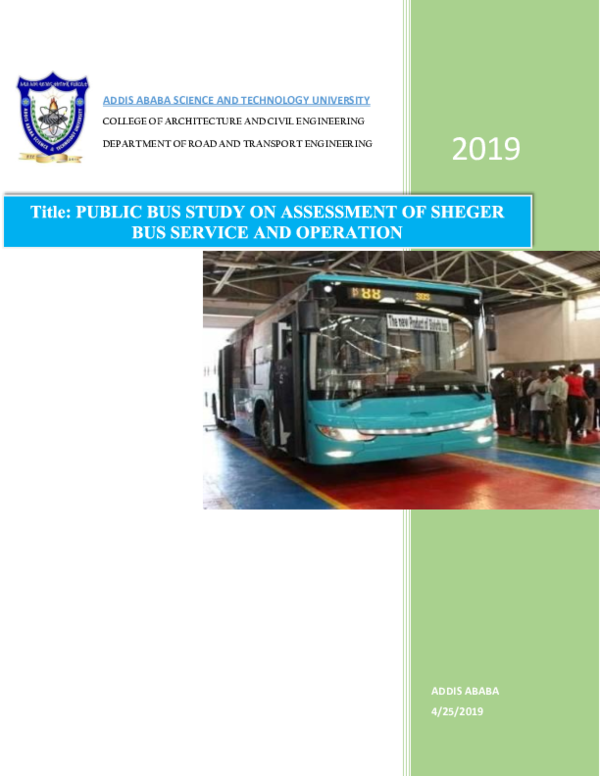 (PDF) PUBLIC BUS STUDY ON ASSESSMENT OF SHEGER BUS SERVICE AND OPERATION