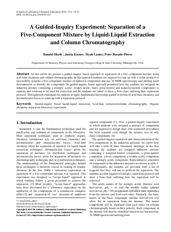 (PDF) A Guided-Inquiry Experiment: Separation of a Five-Component ...