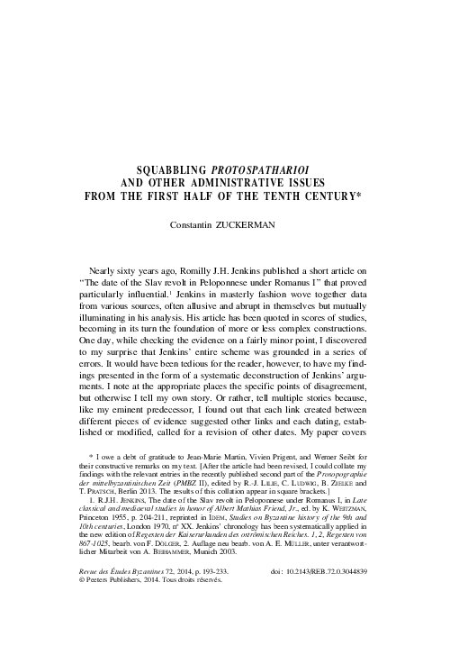 (PDF) Squabbling protospatharioi and other administrative issues from ...