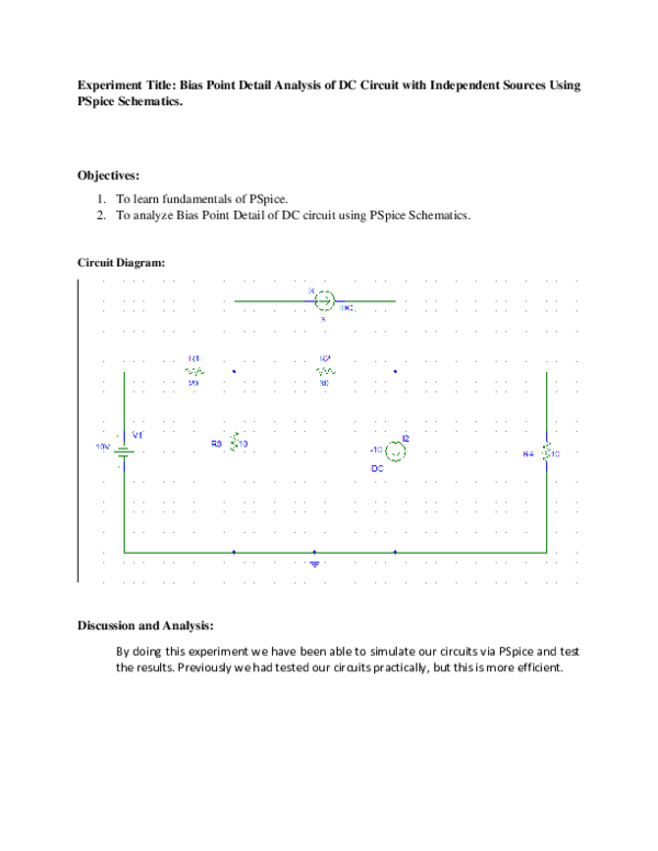 Doc Bias Point Detail Analysis Of Dc Circuit With Independent Sources