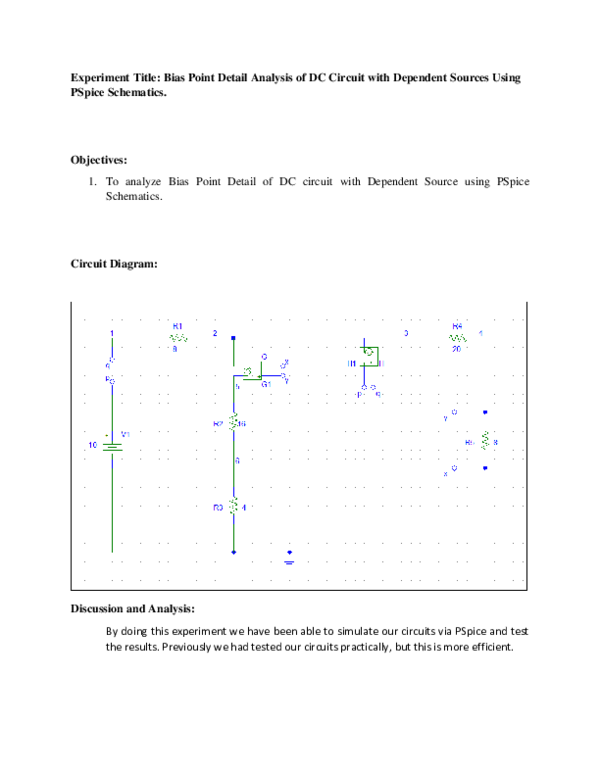 Doc Bias Point Detail Analysis Of Dc Circuit With Dependent Sources