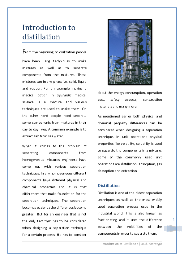 (PDF) Introduction to distillation