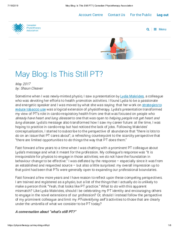 (PDF) Is This Still PT? CPA - Global Health Division May 2017 blog post ...