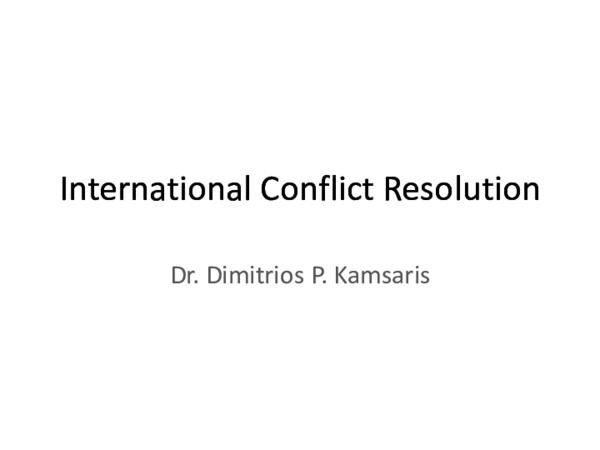 (PPT) International Conflict Resolution