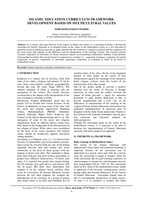 (PDF) ISLAMIC EDUCATION CURRICULUM FRAMEWORK DEVELOPMENT BASED ON ...