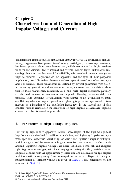 (PDF) Characterisation and Generation of High Impulse Voltages and Currents
