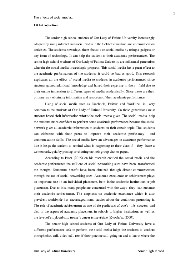 (DOC) The effect of social media to the academic performance of a ...