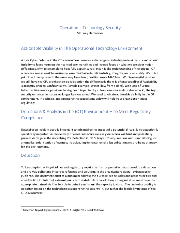 (PDF) Operational Technology (OT) Security - Ensuring Active Visibility ...