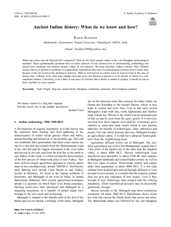 (PDF) Ancient Indian history: What do we know and how?