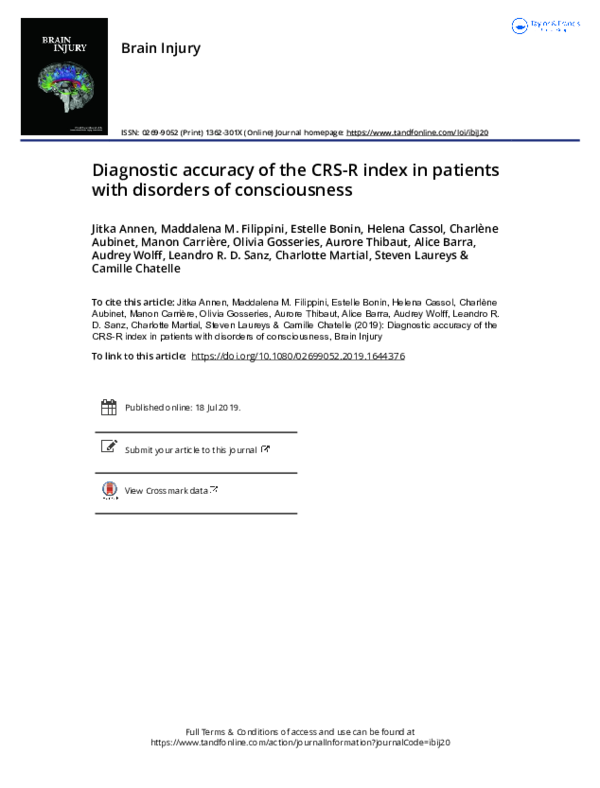 (PDF) Diagnostic accuracy of the CRS-R index in patients with disorders ...