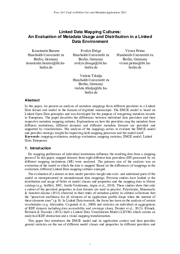 (PDF) Linked Data Mapping Cultures: An Evaluation of Metadata Usage and ...