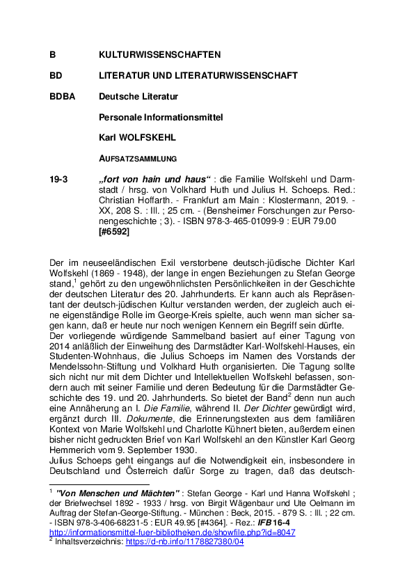 (PDF) IFB-Rezension „fort von hain und haus“ : die Familie Wolfskehl ...