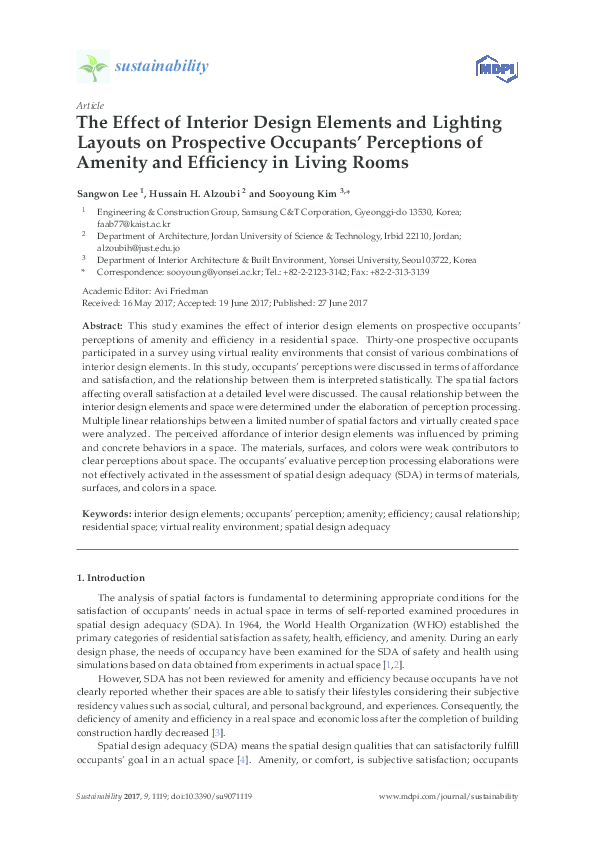 (PDF) The Effect of Interior Design Elements and Lighting Layouts on ...