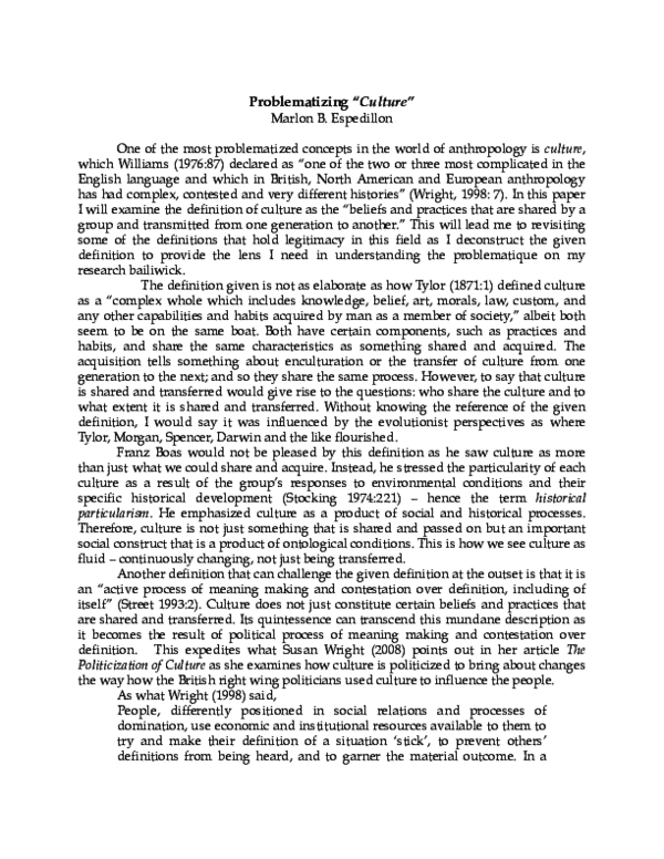 (PDF) Problematizing "Culture"