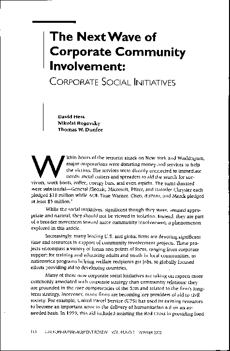 (PDF) The Next Wave of Corporate Community Involvement: CORPORATE ...