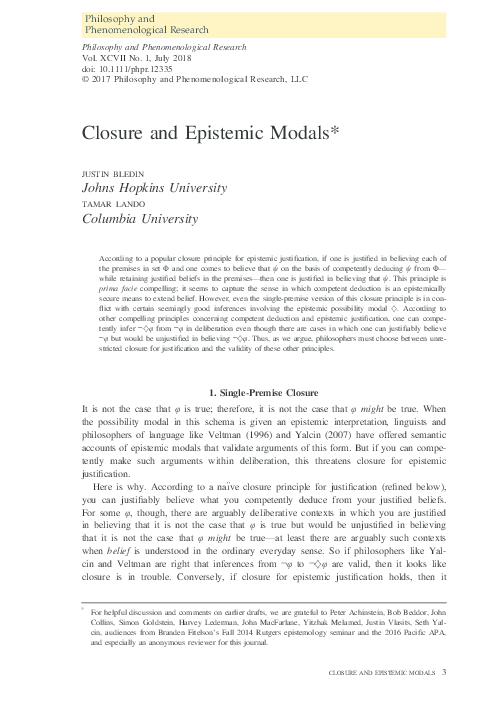(PDF) Closure and Epistemic Modals