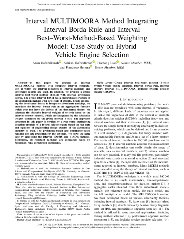 Pdf Interval Multimoora Method Integrating Interval Borda Rule And