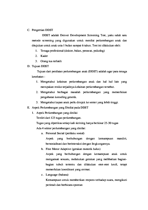 (DOC) Pengertian DDST