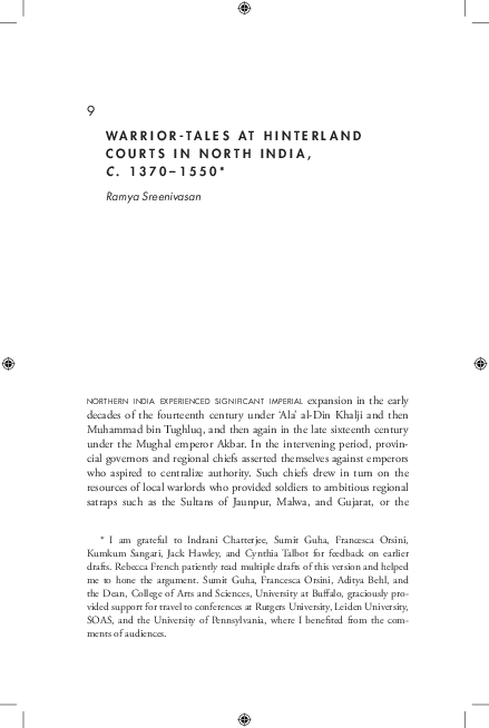 (PDF) “Warrior-tales at hinterland courts in north India, ca. 1370–1550 ...