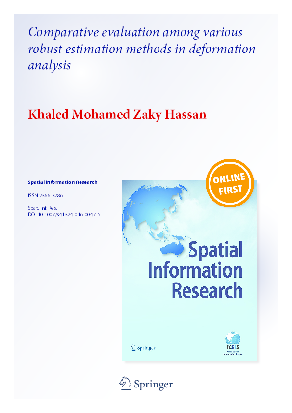 Pdf Comparative Evaluation Among Various Robust Estimation Methods In Deformation Analysis