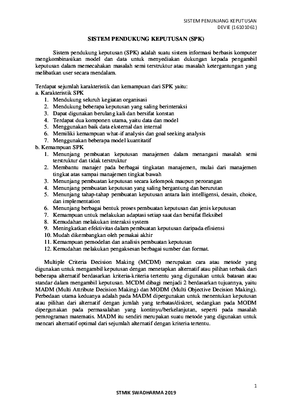 (PDF) Tugas pribadi matkul SPK