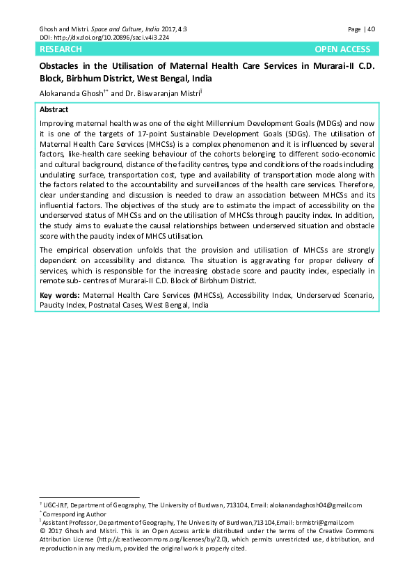(PDF) RESEARCH OPEN ACCESS Obstacles in the Utilisation of Maternal ...