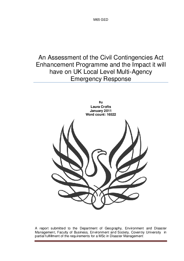 (PDF) An Assessment of the Civil Contingencies Act Enhancement ...