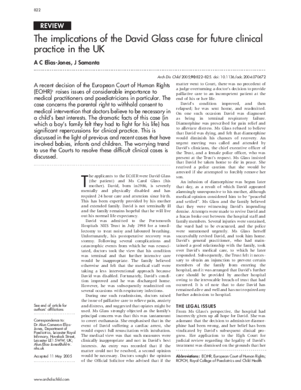 (PDF) The implications of the David Glass case for future clinical ...