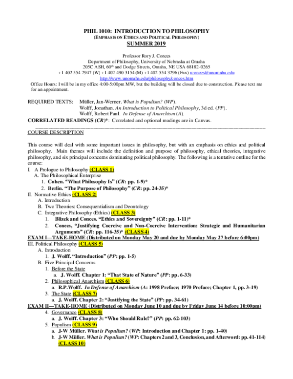 (PDF) PHIL 1010: INTRODUCTION TO PHILOSOPHY (EMPHASIS ON ETHICS AND POLITICAL PHILOSOPHY) SUMMER ...