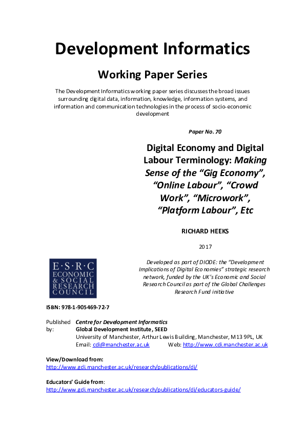(PDF) Digital Economy and Digital Labour Terminology: Making Sense of ...