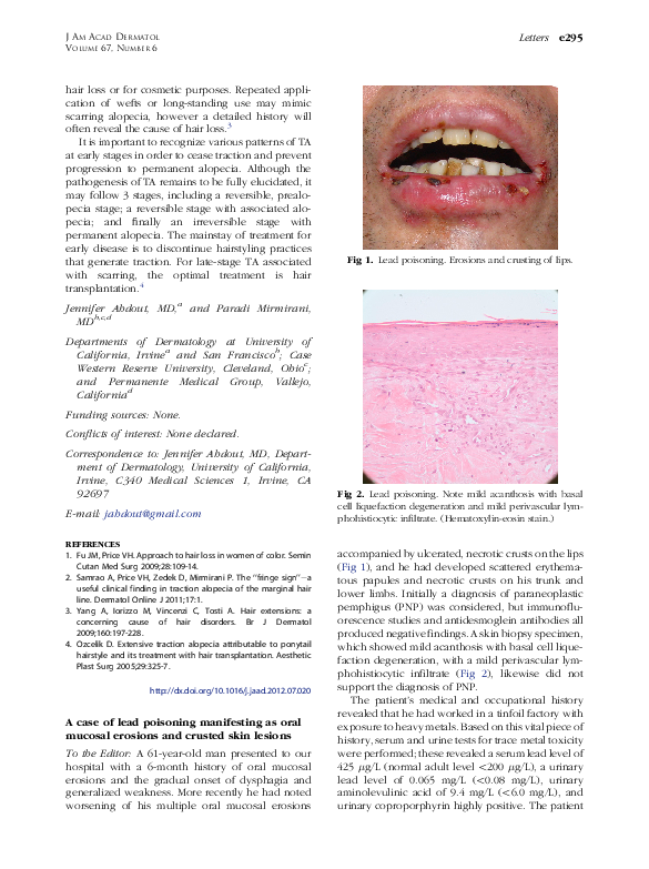 (PDF) A case of lead poisoning manifesting as oral mucosal erosions and ...