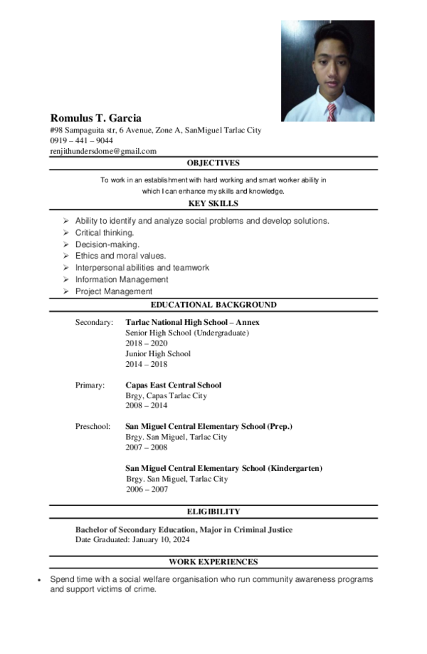(DOC) ROM'S RESUME AND APPLICATION LETTER