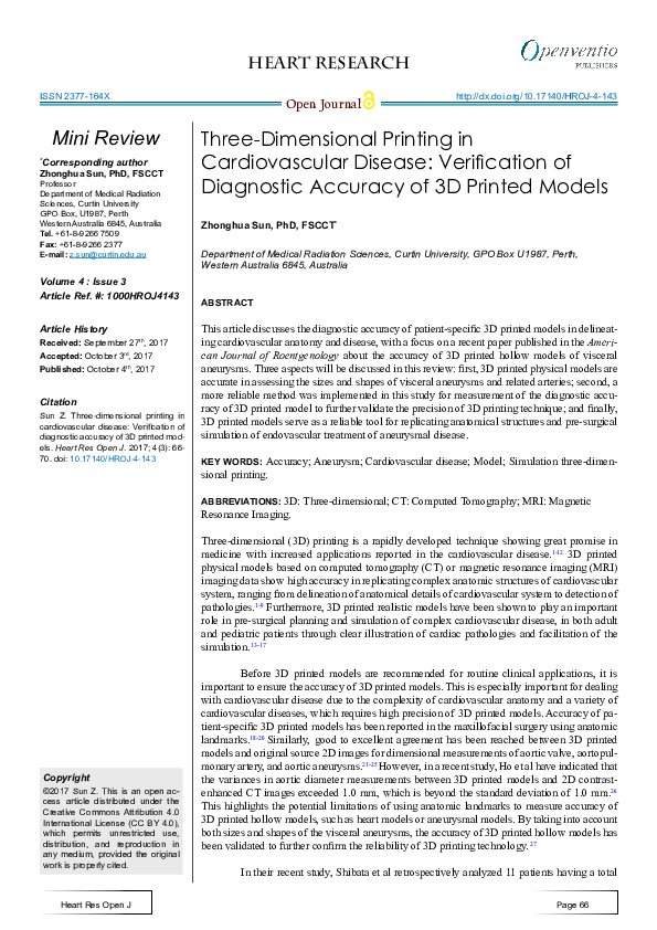 (PDF) Three-Dimensional Printing in Cardiovascular Disease ...