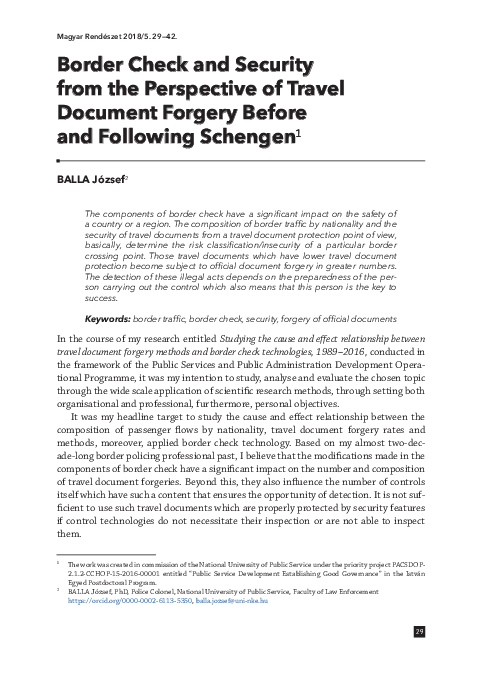 (PDF) Border Check and Security from the Perspective of Travel Document ...