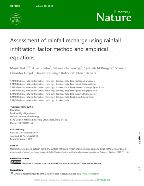 (PDF) Assessment of rainfall recharge using rainfall infiltration ...