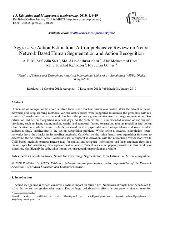 Pdf Aggressive Action Estimation A Comprehensive Review On Neural