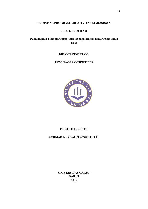 (DOC) PROPOSAL PROGRAM KREATIVITAS MAHASISWA JUDUL PROGRAM
