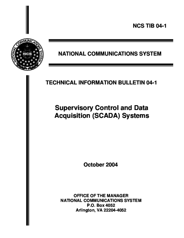 (PDF) Supervisory Control and Data Acquisition (SCADA) Systems