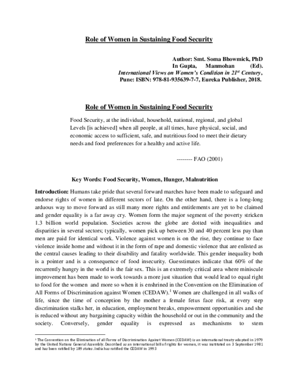 (PDF) Role of Women in Sustaining Food Security Role of Women in ...